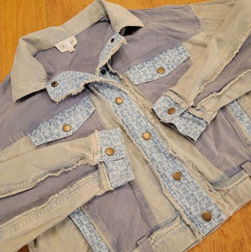 Oli & Hali Denim Mixed Print Jacket W/Floral, Nwt, Sz… - Gem